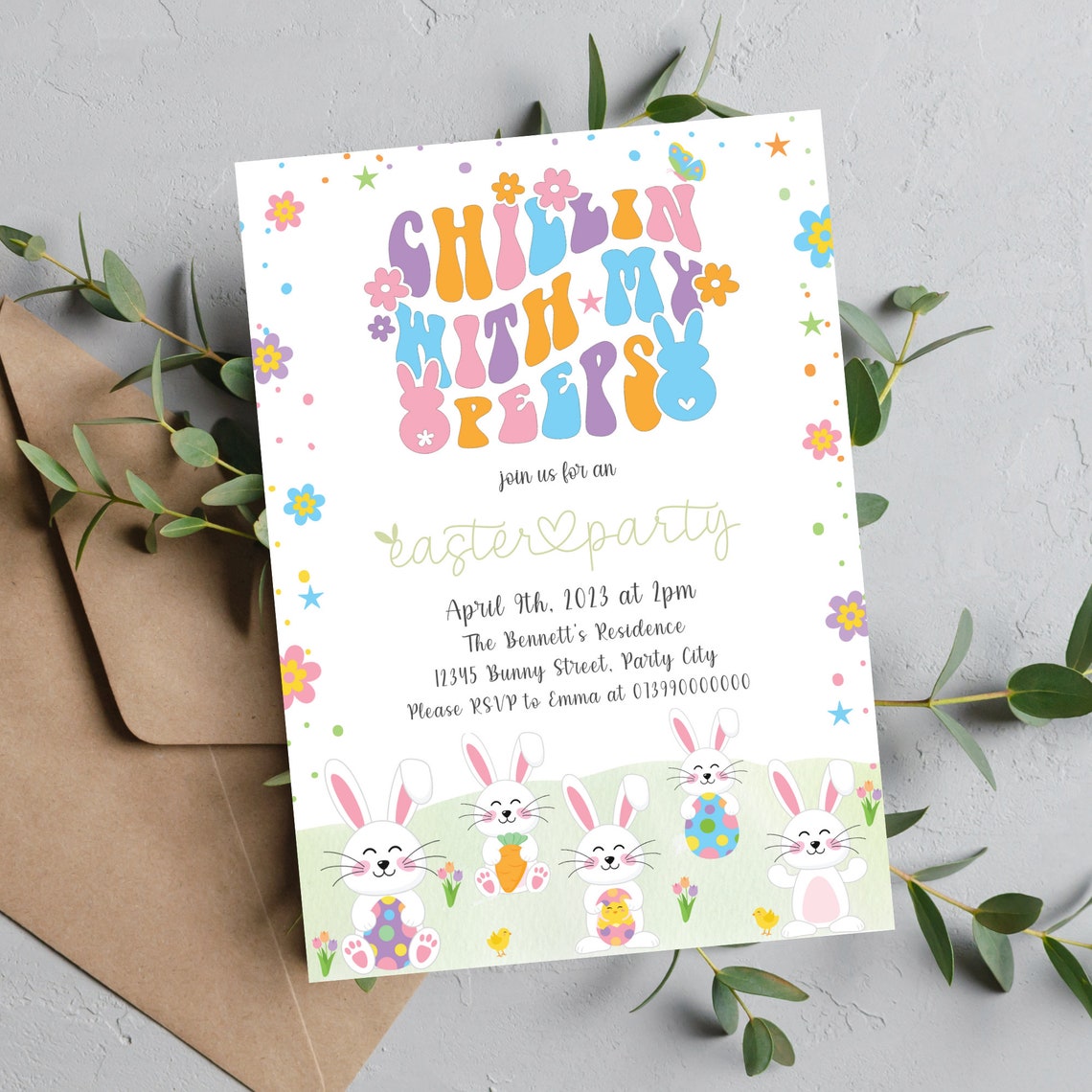 Editable Party With My Peeps Invitation, Easter Party Invitation ...