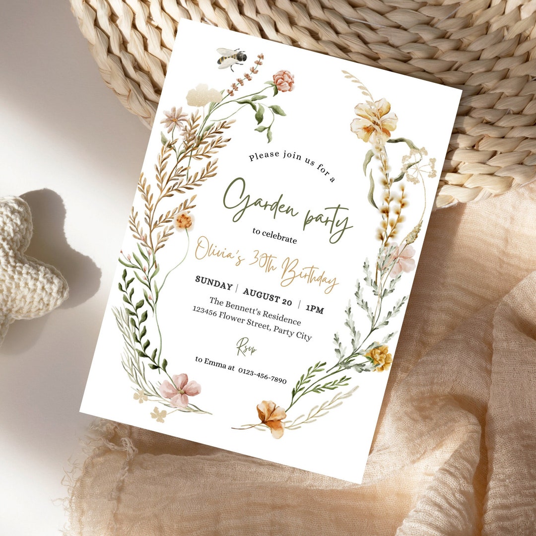 Editable Floral Birthday Invite, Wildflower Birthday Party Template ...