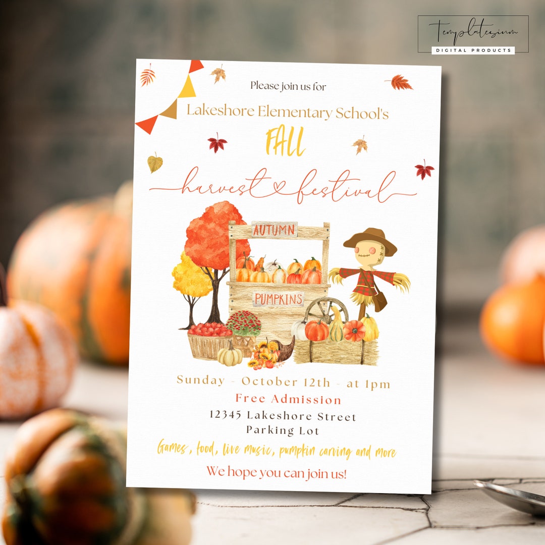 Editable Fall Festival Invitation, Fall Harvest Invite, Community Fall ...
