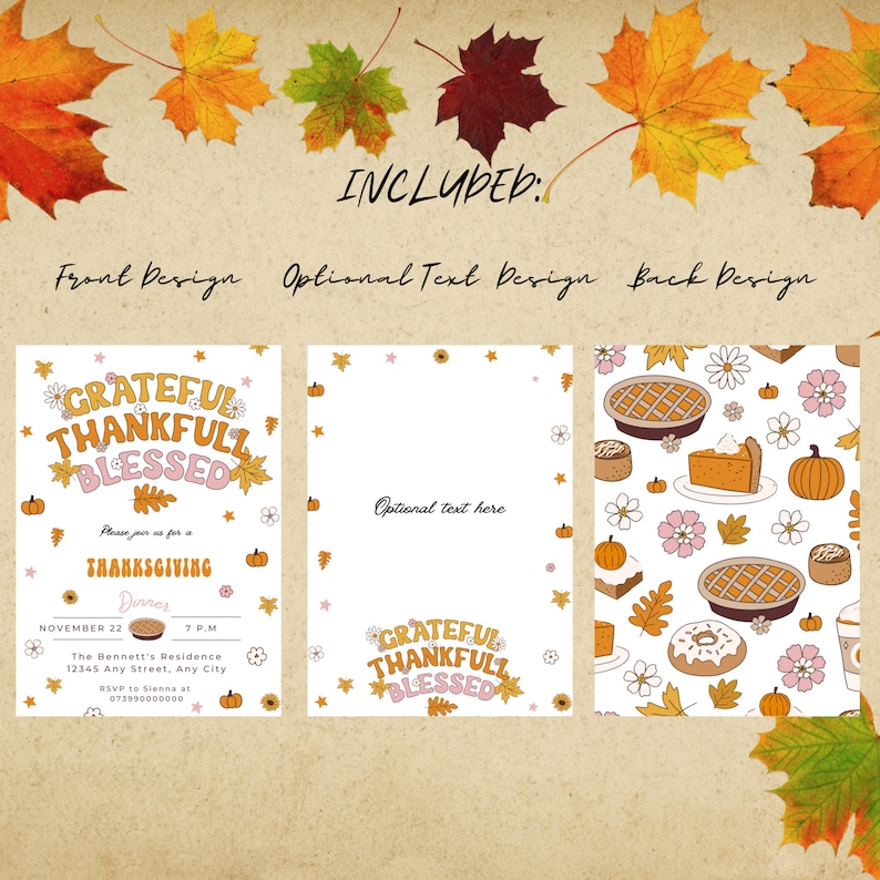 Editable Thanksgiving Invitation, Thanksgiving Dinner Invite, Grateful ...
