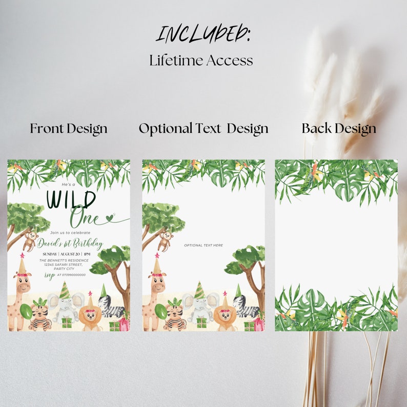 Editable Safari Birthday Invitation, Wild One Boy Invite, Jungle ...