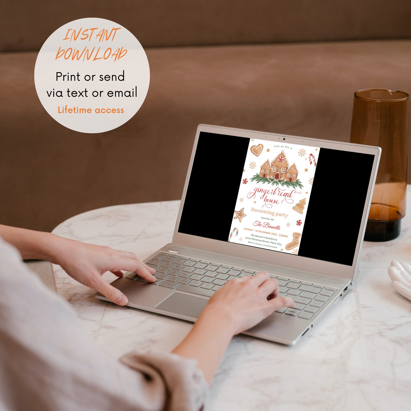 Editable Gingerbread House Decorating Party Invitation, Gingerbread ...