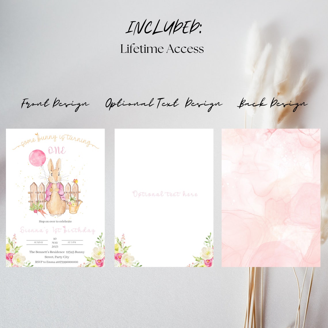 Peter Rabbit Invitation, Editable Invite Template, Rustic Bunny, Peter ...