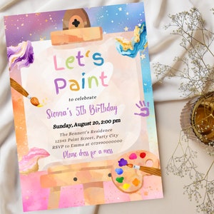 Editable ART PARTY INVITATION, Colorful Art and Craft Party Invite ...