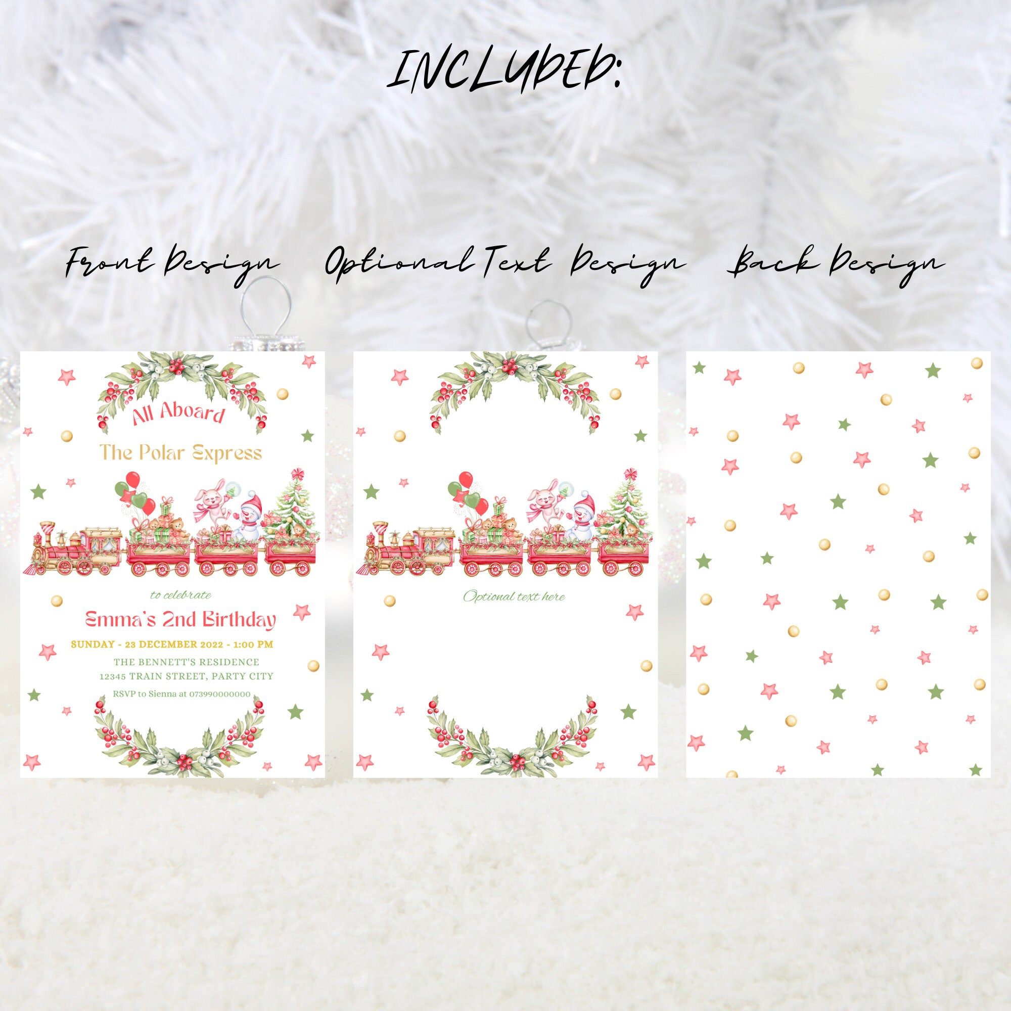 Polar Express Birthday Invitation Editable Pajama Party Christmas Train ...