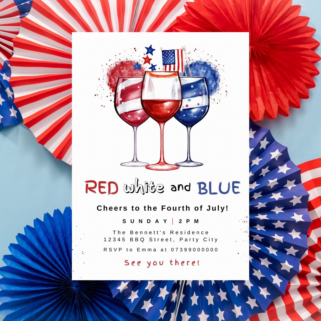 EDITABLE 4th of July Invitation Template, Printable Fourth of July ...