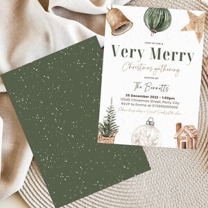 Editable Christmas Party Invitation, Boho Christmas Invite, Christmas ...