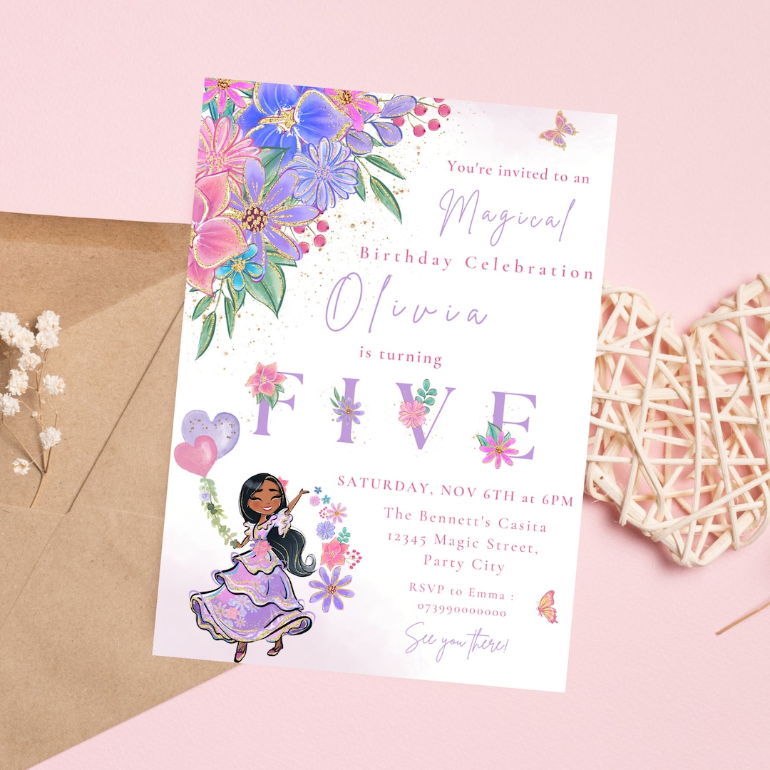 EDITABLE Encanto Isabela Birthday Invitation, Encanto Birthday ...
