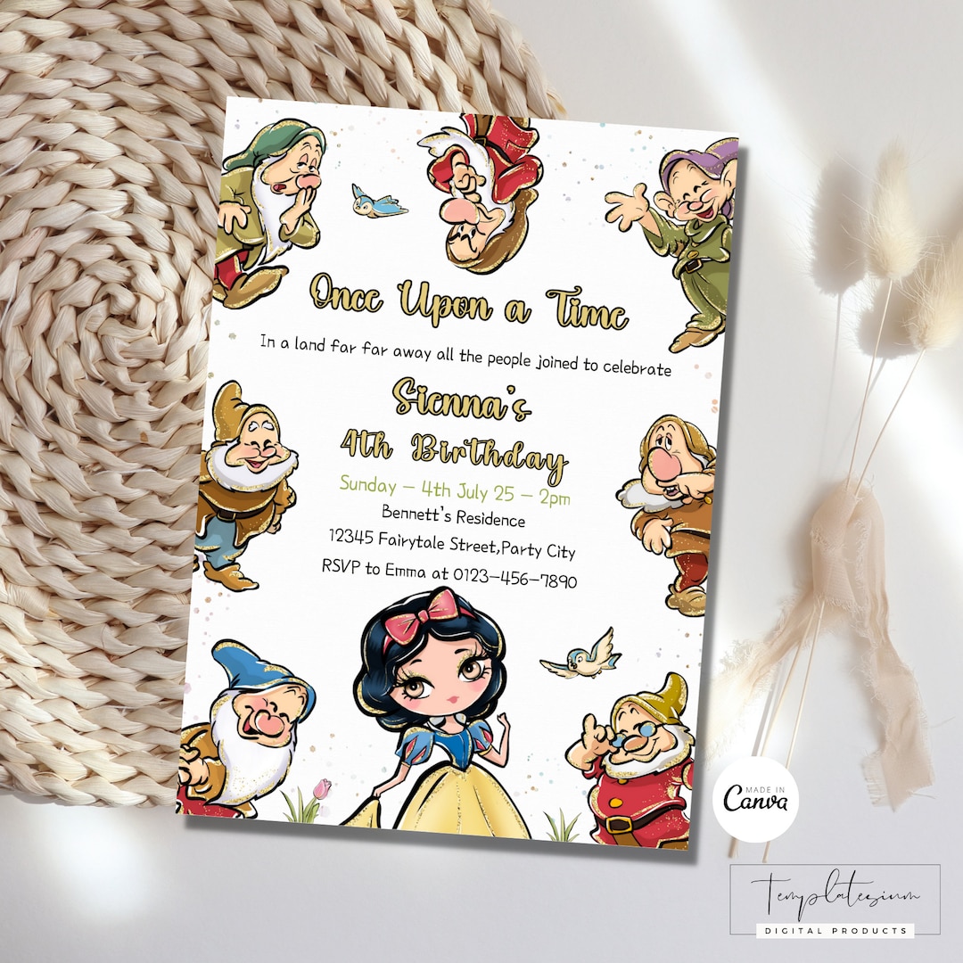 Snow White Invitation Editable Girl Birthday Invitation Princess ...