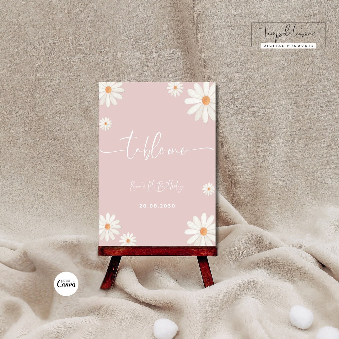 Editable Table Number Cards Daisy Personalised Decor Custom Table Decor ...