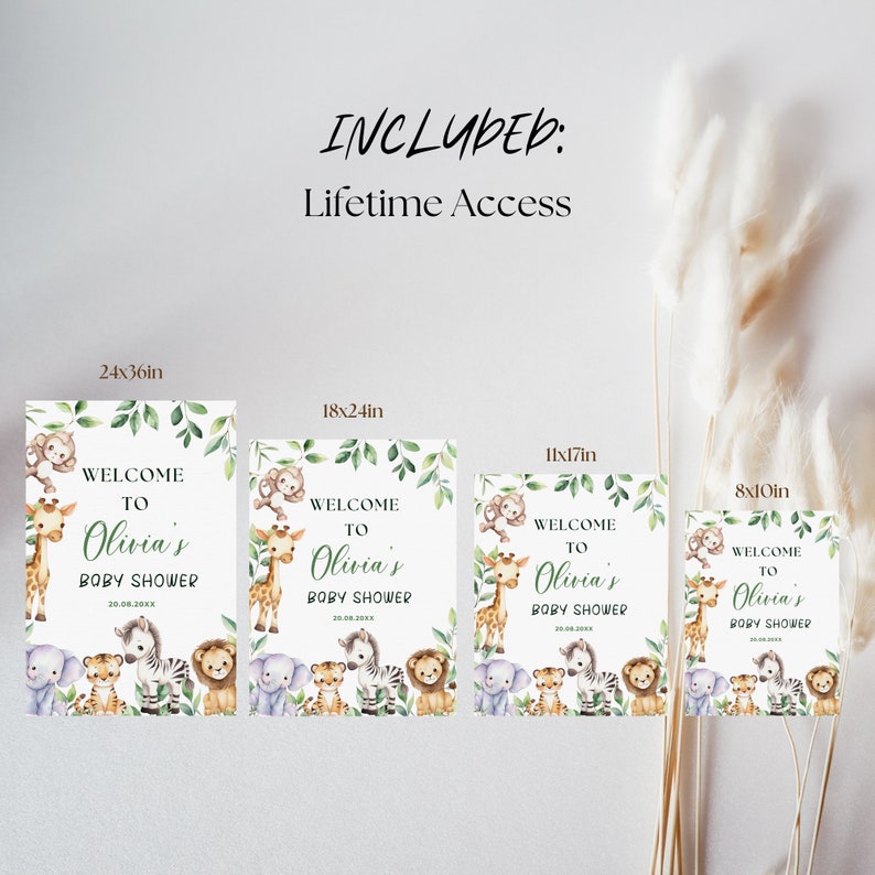 Editable A Little Wild One Baby Shower Welcome Sign Greenery - Etsy