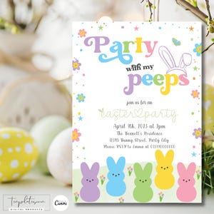 Peeps Easter Invite Editable Easter Personalize Kids Easter Party Peeps ...