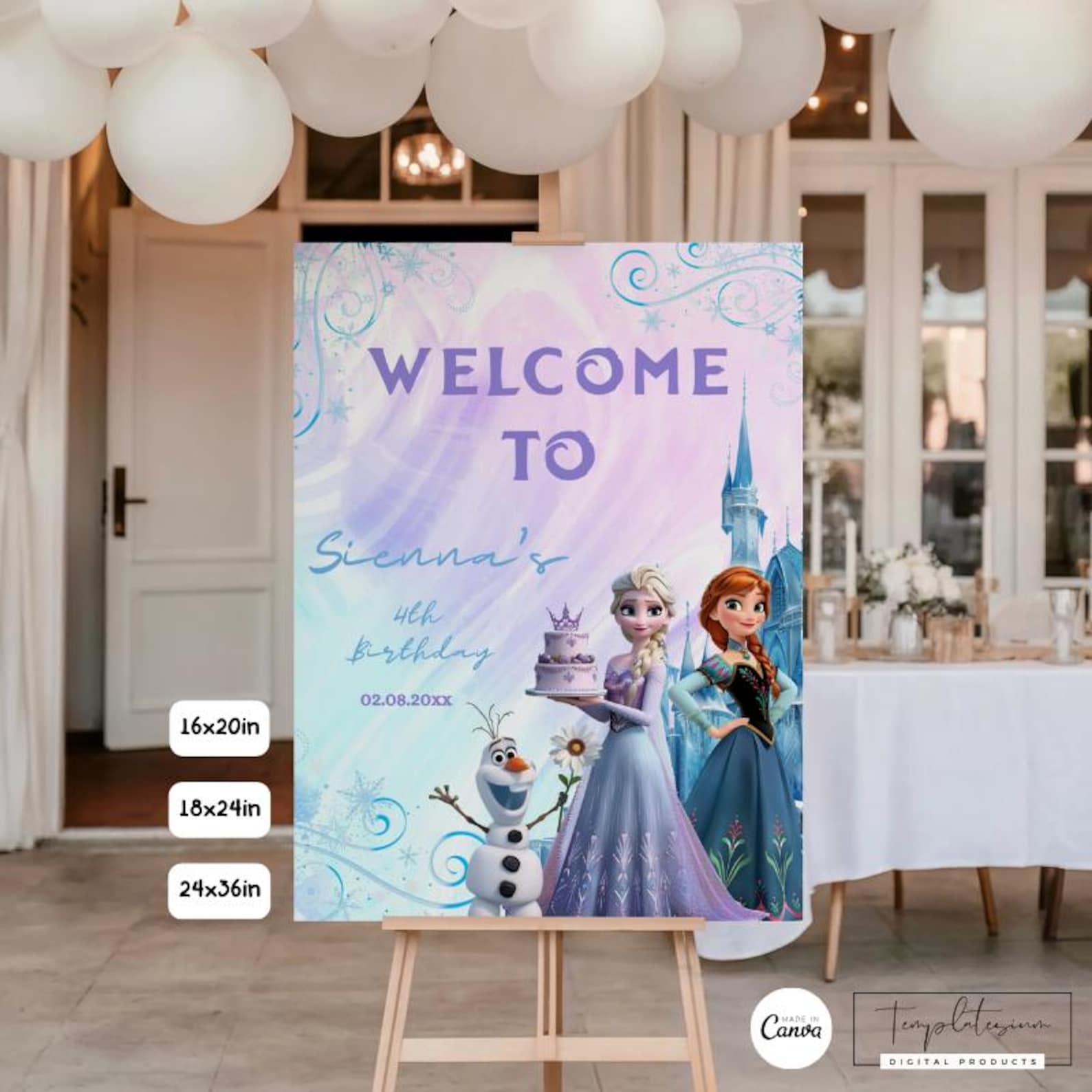 Frozen Welcome Sign Birthday Party Decorations Elsa Anna Olaf Entrance ...
