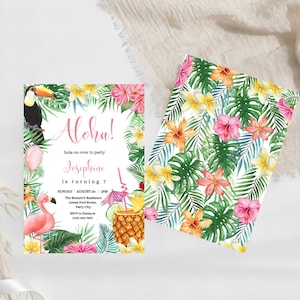 Editable Aloha Birthday Invitation Pineapple Birthday Party Hawaiian ...