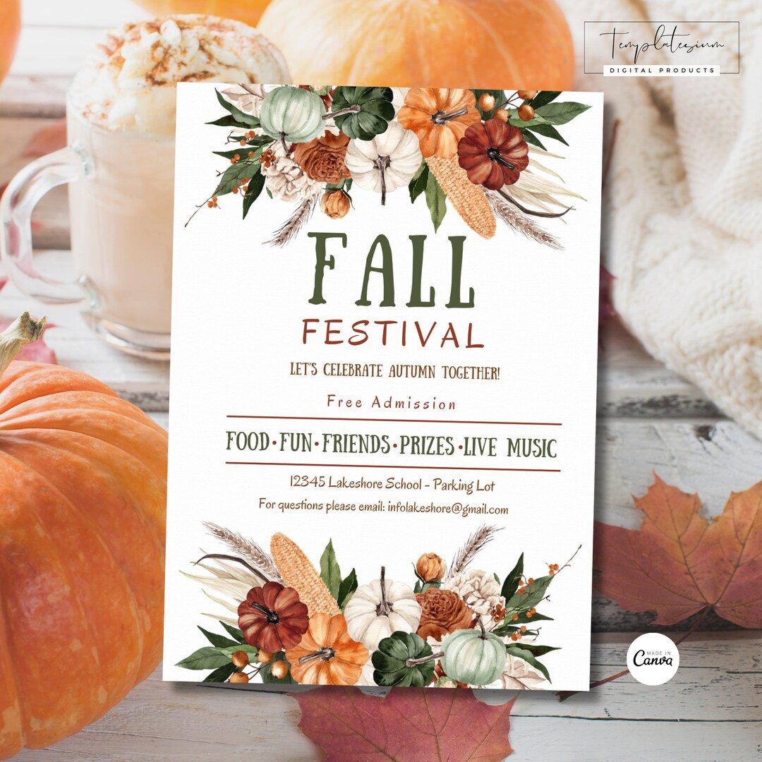 Editable Fall Harvest Festival Invitation Fall Autumn Invite Fall ...