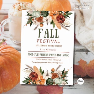 Editable Fall Harvest Festival Invitation Fall Autumn Invite Fall ...