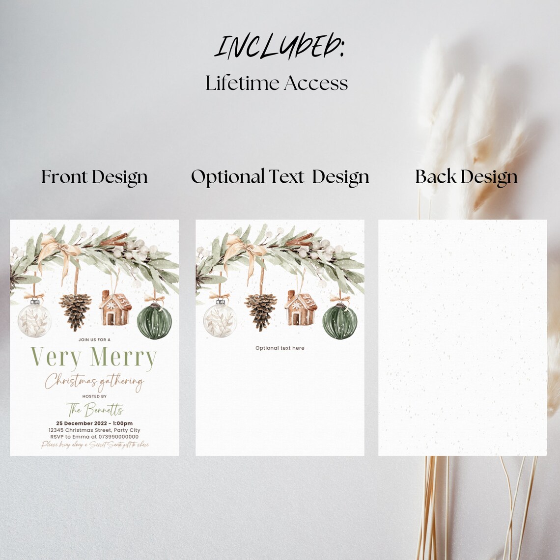 Editable Christmas Party Invitation, Boho Christmas Invite, Christmas ...