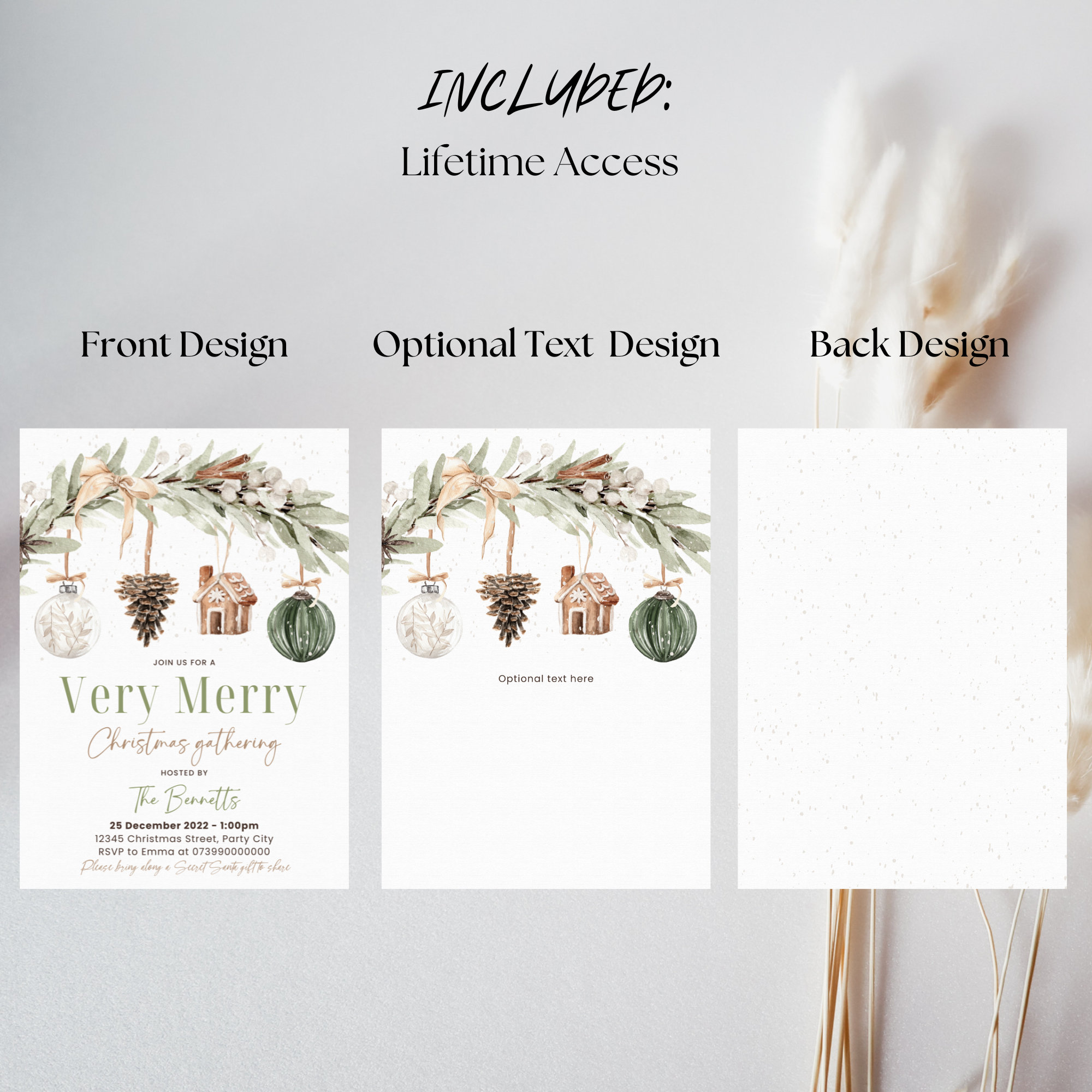 Editable Christmas Party Invitation Boho Christmas Invite - Etsy
