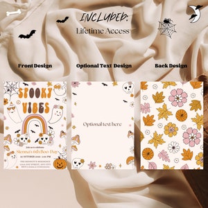 Editable Halloween Spooky Vibes Cute Ghost Birthday Party Invite, Retro ...