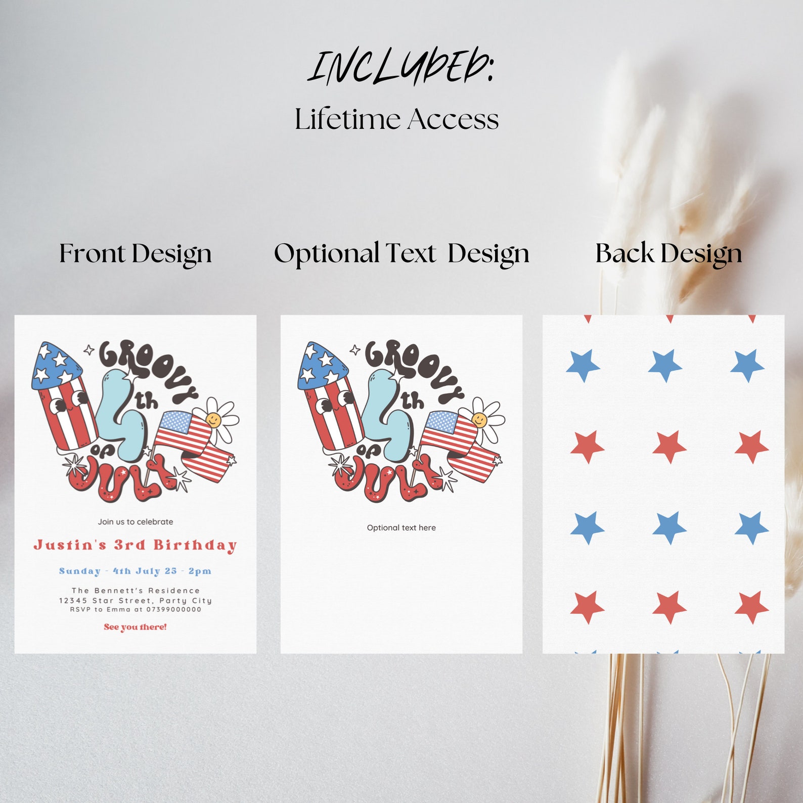 Editable 4th of July Birthday Invitation Template, Groovy Fourth of ...