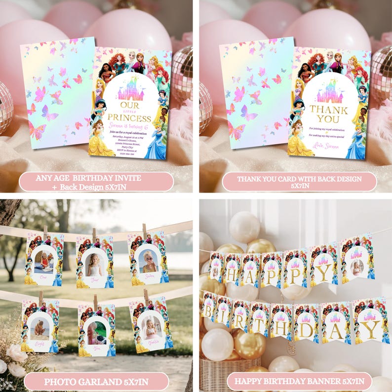 Princess Birthday Bundle Any Age Girl Royal Party Decor Set Custom ...
