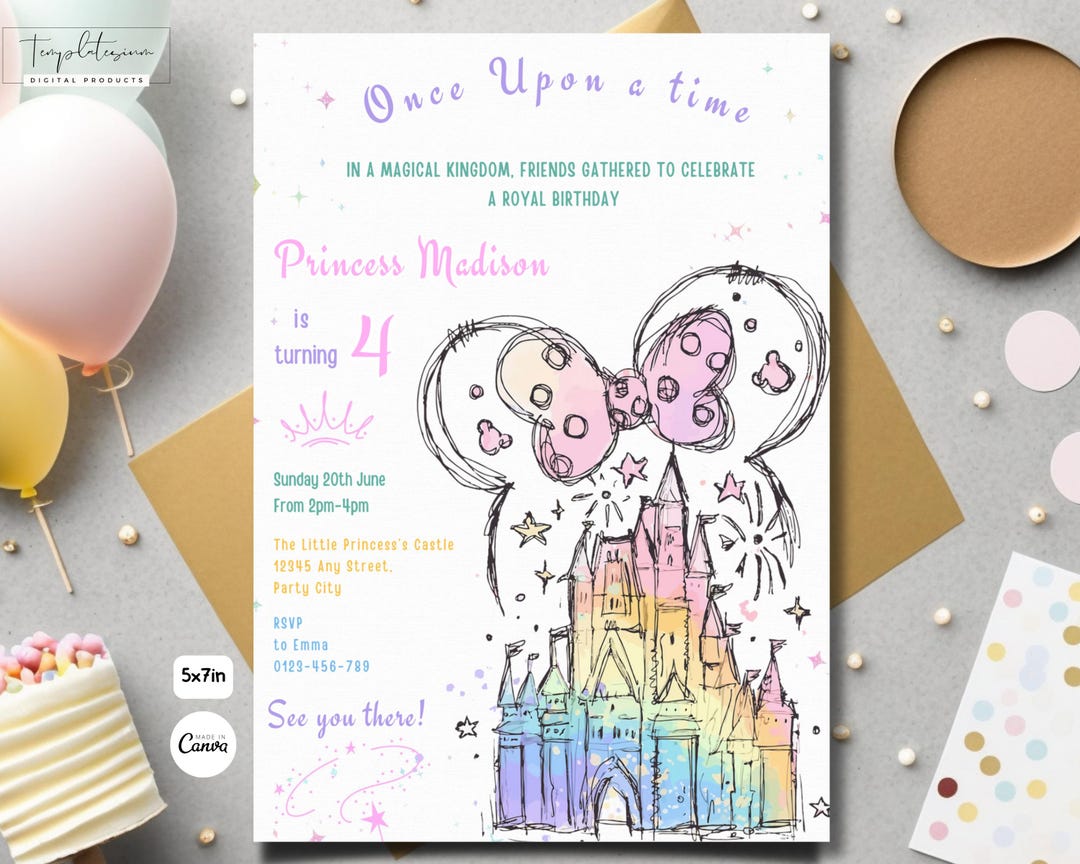 Editable Princess Castle Invitation, Royal Princess Birthday Invite ...
