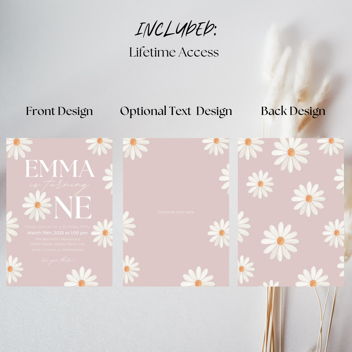 Editable Retro Daisy First Birthday Party Invitation Daisy 1st Birthday ...