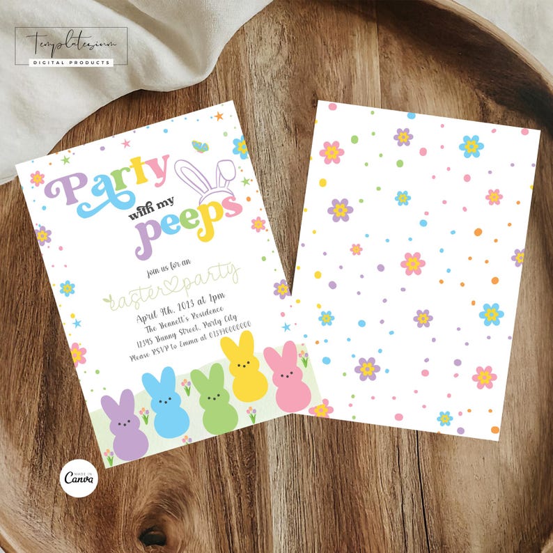 Peeps Easter Invite Editable Easter Personalize Kids Easter Party Peeps ...