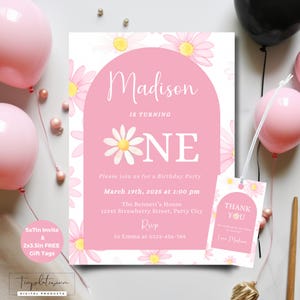 Editable Daisy First Birthday Party Invitation Daisy 1st Birthday ...