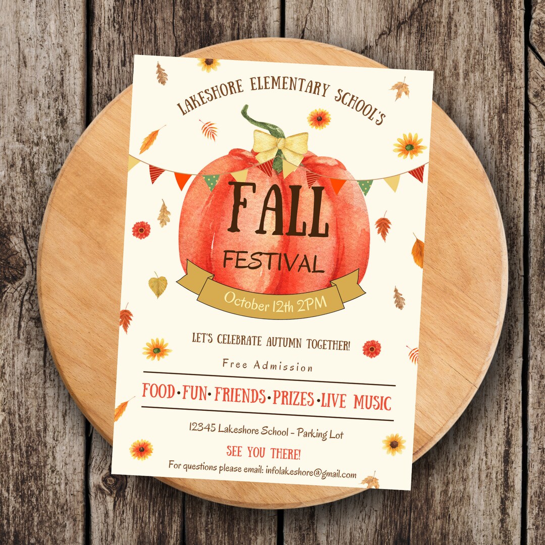 Editable Fall Festival Invitation, Fall Harvest Invite, School Fall ...