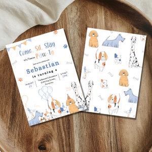 Dog Invitation Birthday Party Invites Puppy Pawty Boy Girl Invite ...