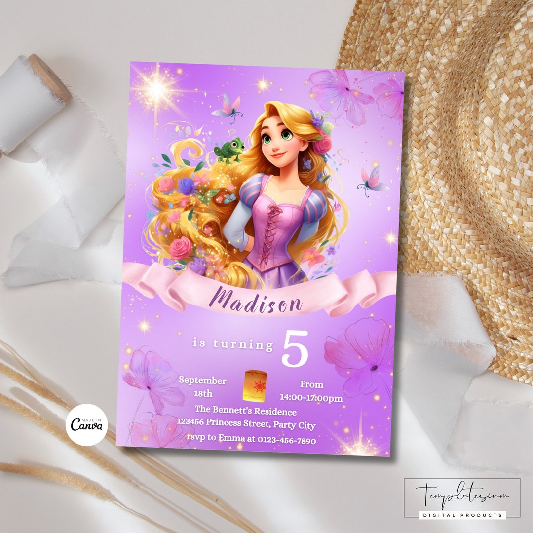 Editable Rapunzel Birthday Invitation Tangled Birthday Invite Magical ...