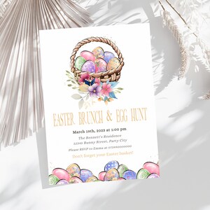 Editable Easter Egg Hunt Invitation, Egg Hunt Easter Card, Bunny Easter ...