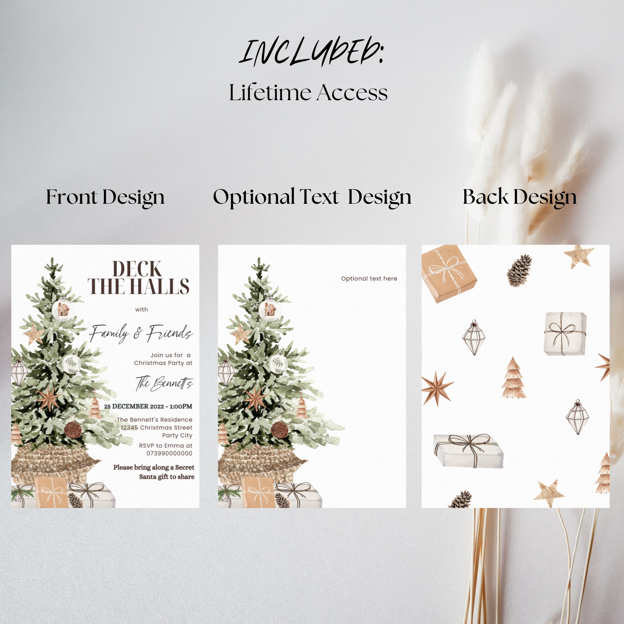 Editable Christmas Party Invitation Boho Christmas Invite - Etsy