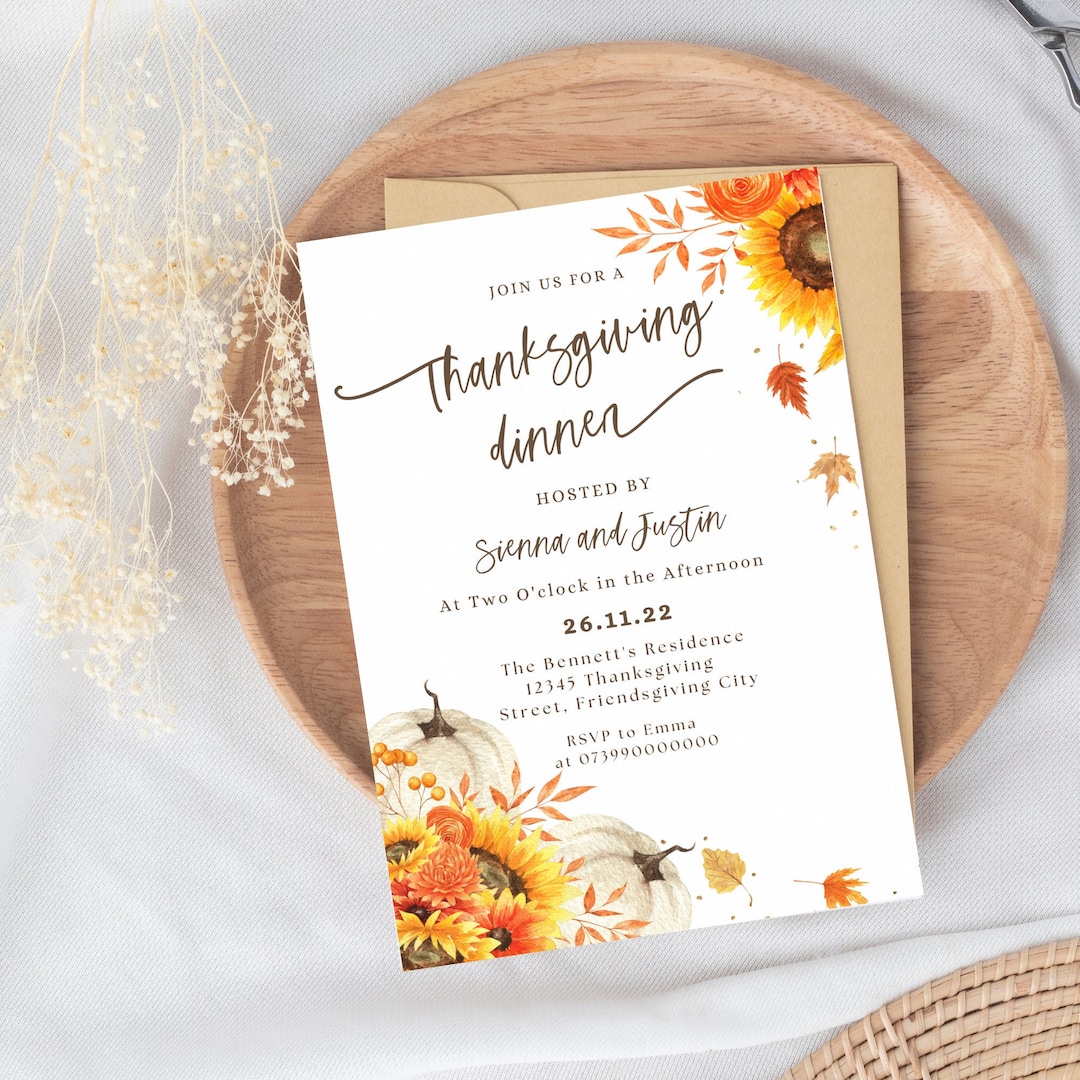 Editable Thanksgiving Invitation Thanksgiving Dinner - Etsy