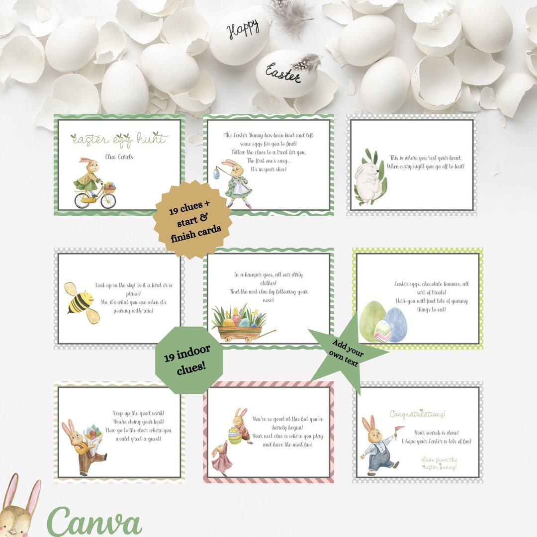 Editable Indoor Easter Scavenger Hunt for Kids, Easter Egg Hunt Clues ...