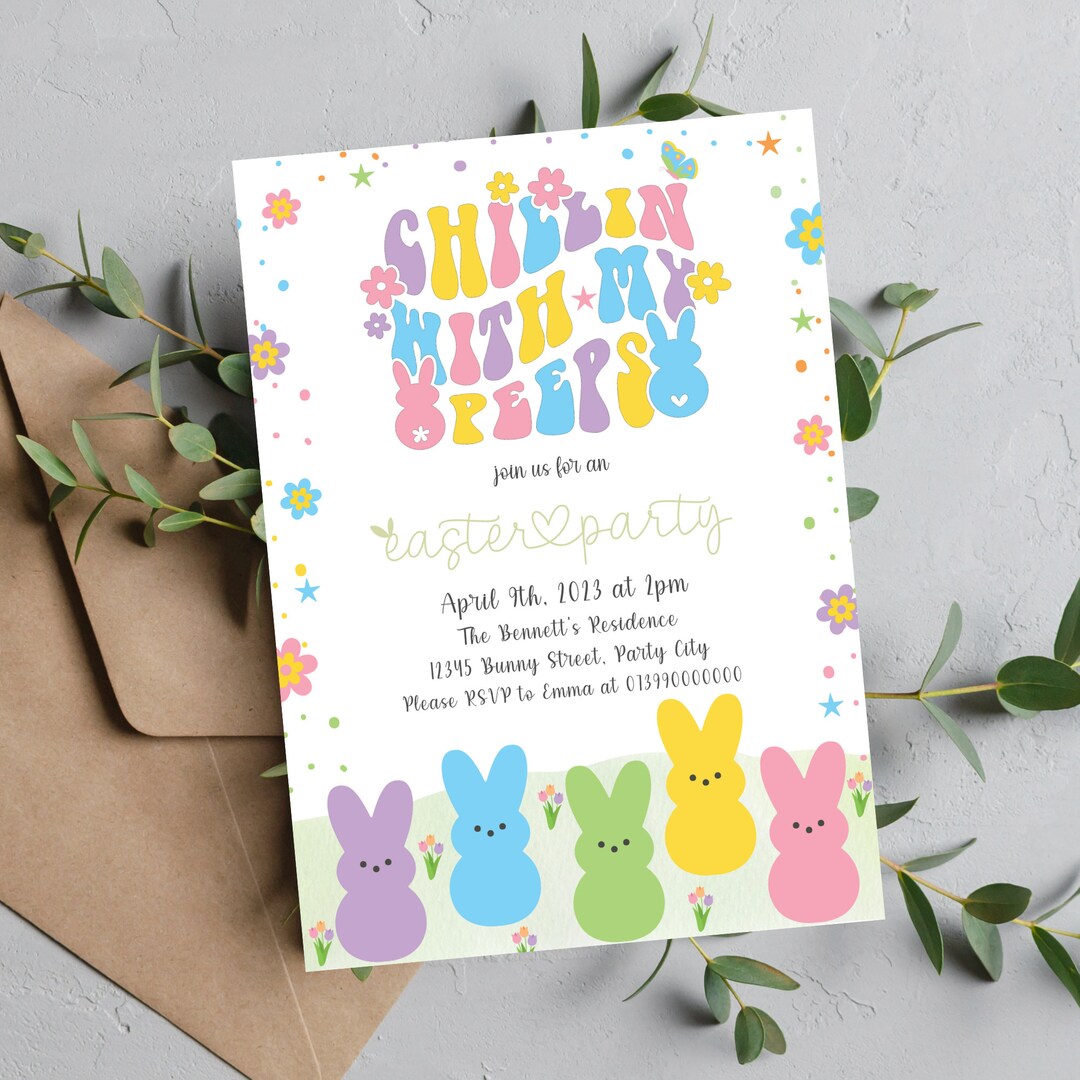 Editable Party With My Peeps Invitation, Easter Party Invitation ...
