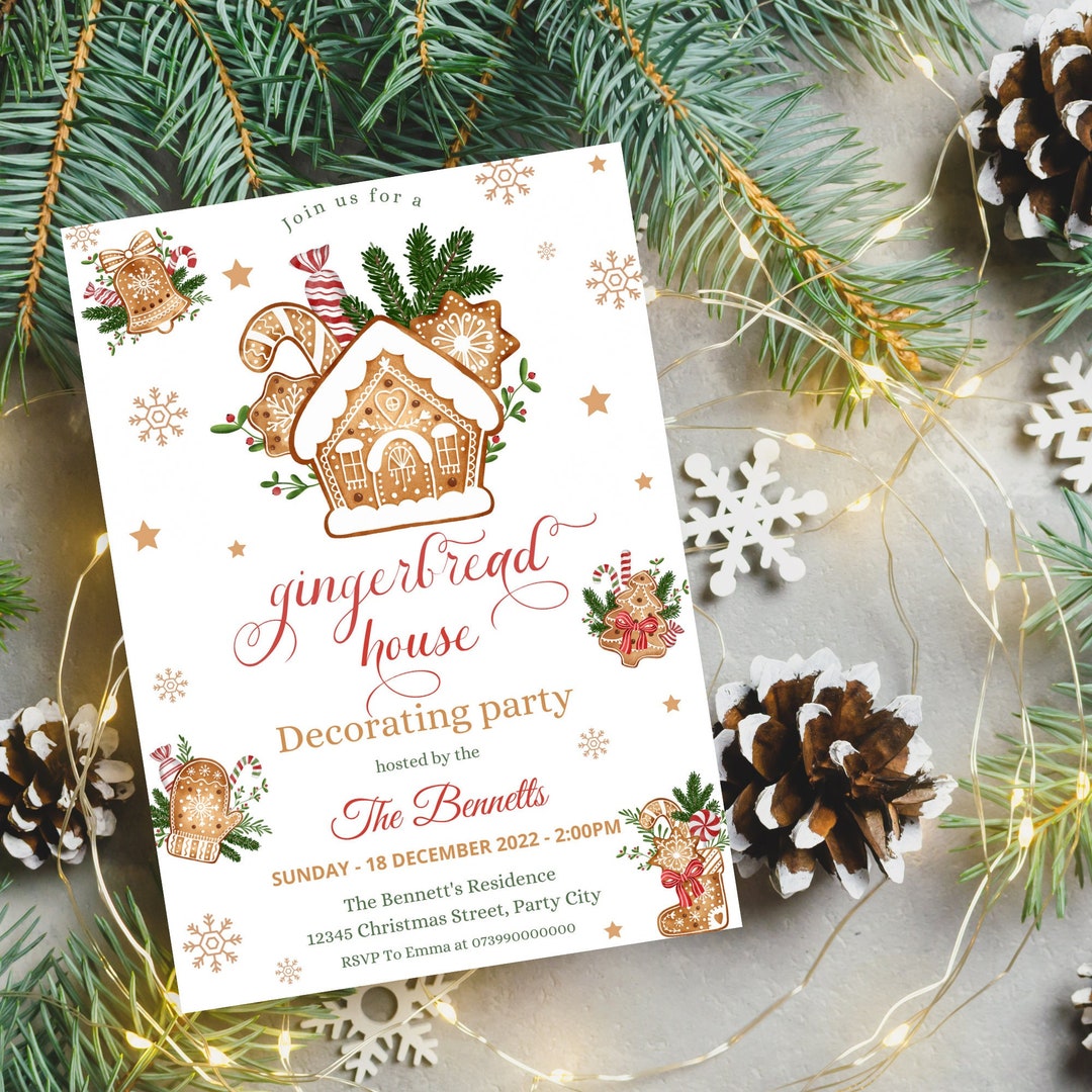 Editable Gingerbread House Decorating Party Invitation, Gingerbread ...