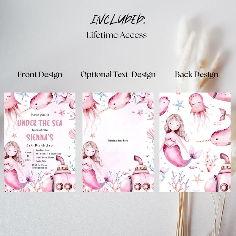 Editable Under the Sea Birthday Invitation Pink Under the Sea - Etsy