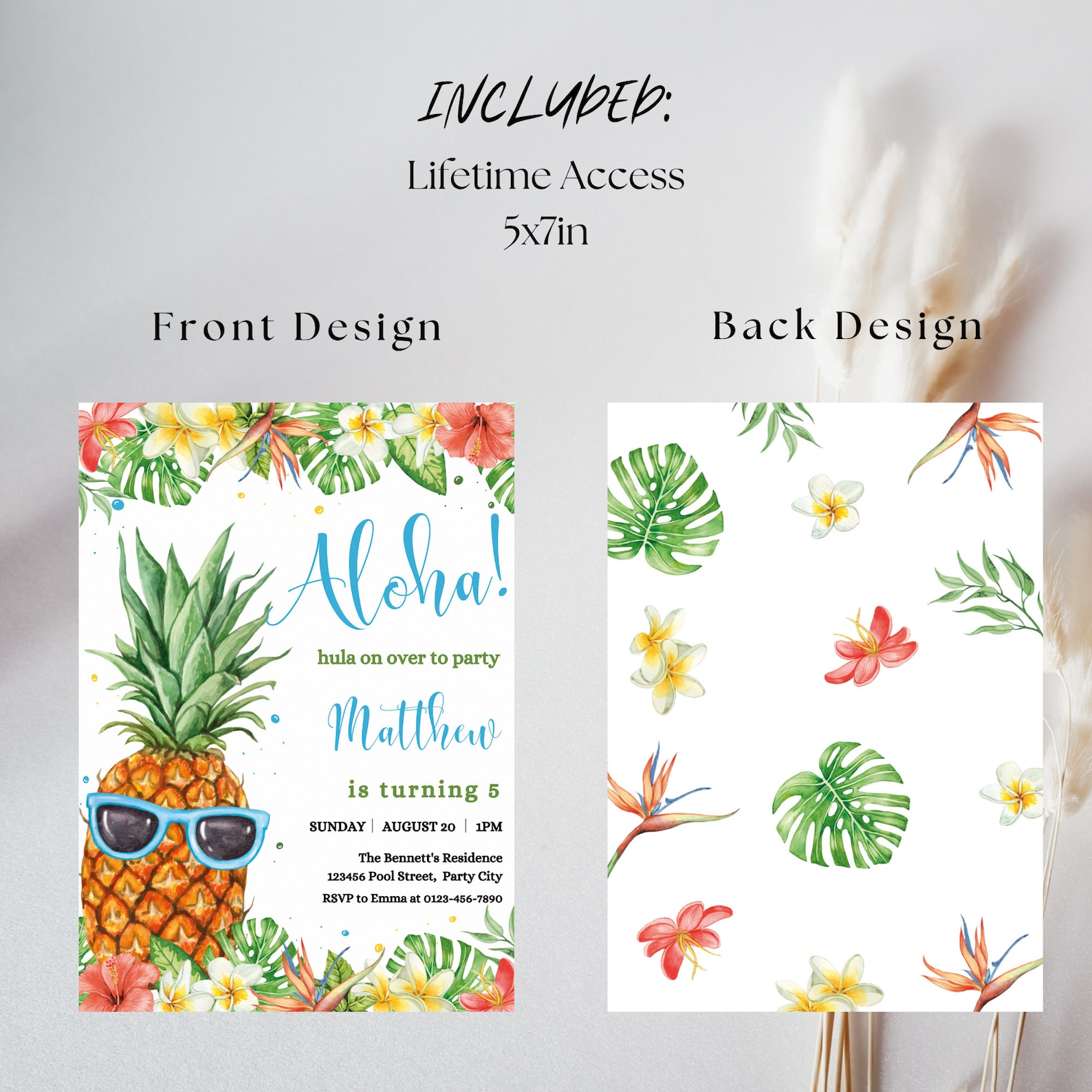 Editable Aloha Birthday Invitation Pineapple Boy Birthday Party ...