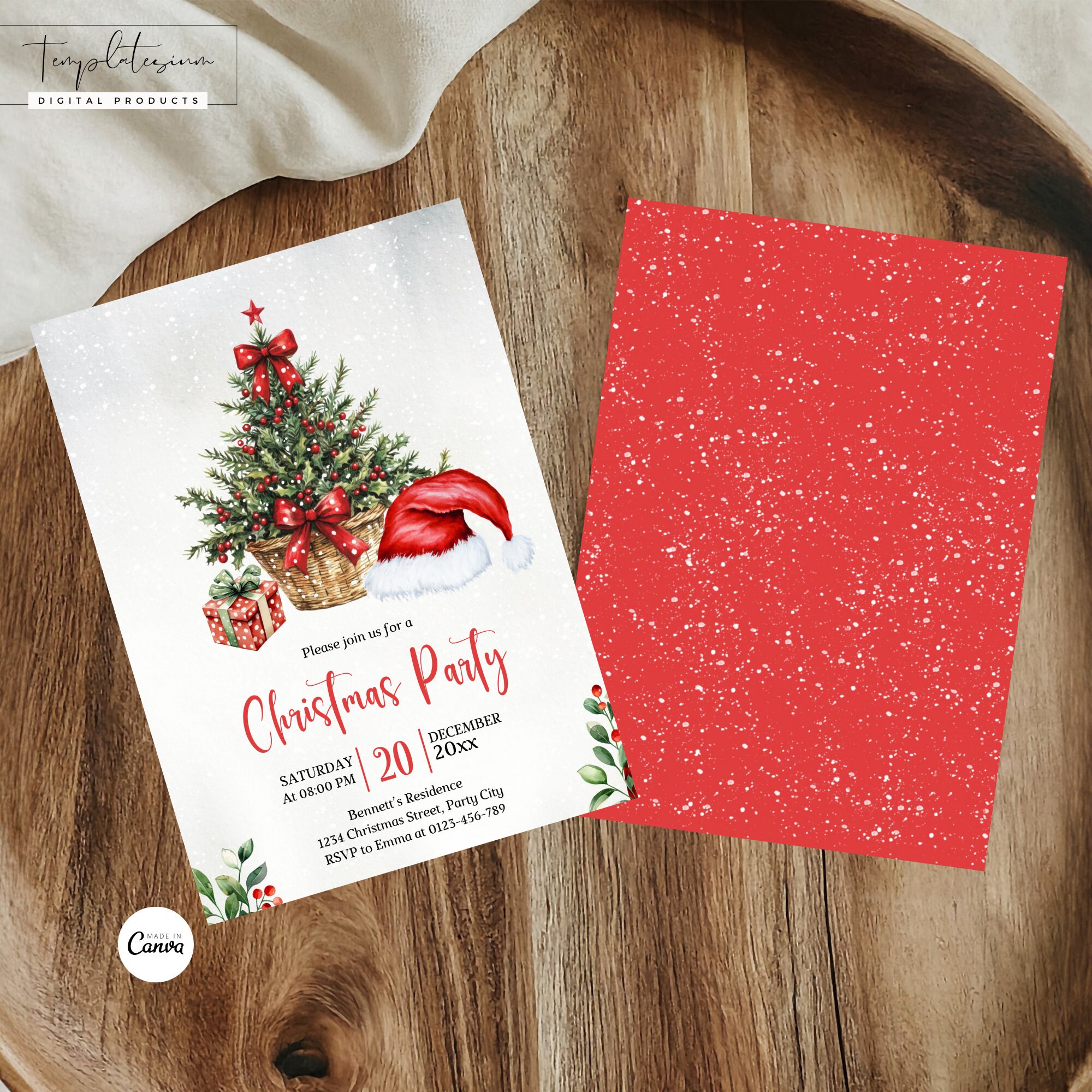 Editable Christmas Party Invitation, Christmas Dinner Party, Office ...