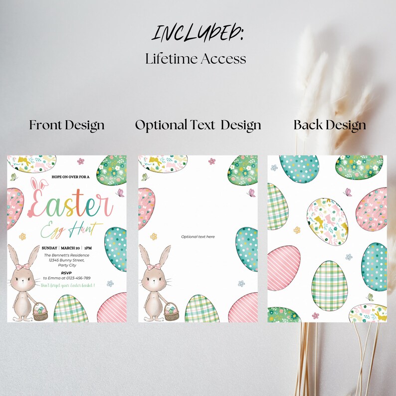 Editable Easter Egg Hunt Invitation, Egg Hunt Easter Card, Bunny Easter ...
