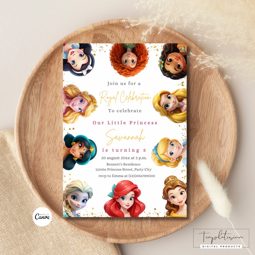 Editable Princess Invitation, Royal Princess Birthday Invite, Girl ...