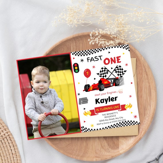 Editable Fast One 1st Birthday Invitation Fast One Boy Race - Etsy
