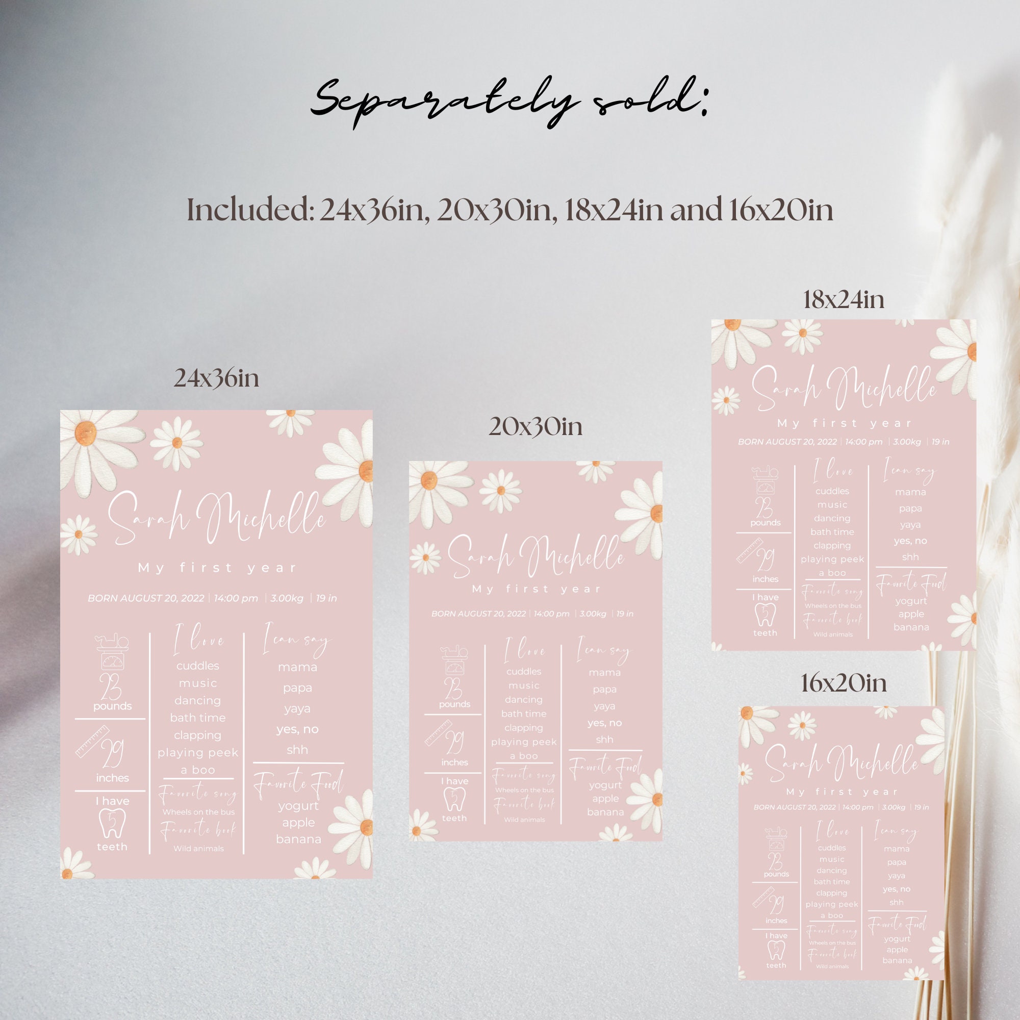 Editable Daisy Birthday Party Time Capsule Predictions and Note Card ...