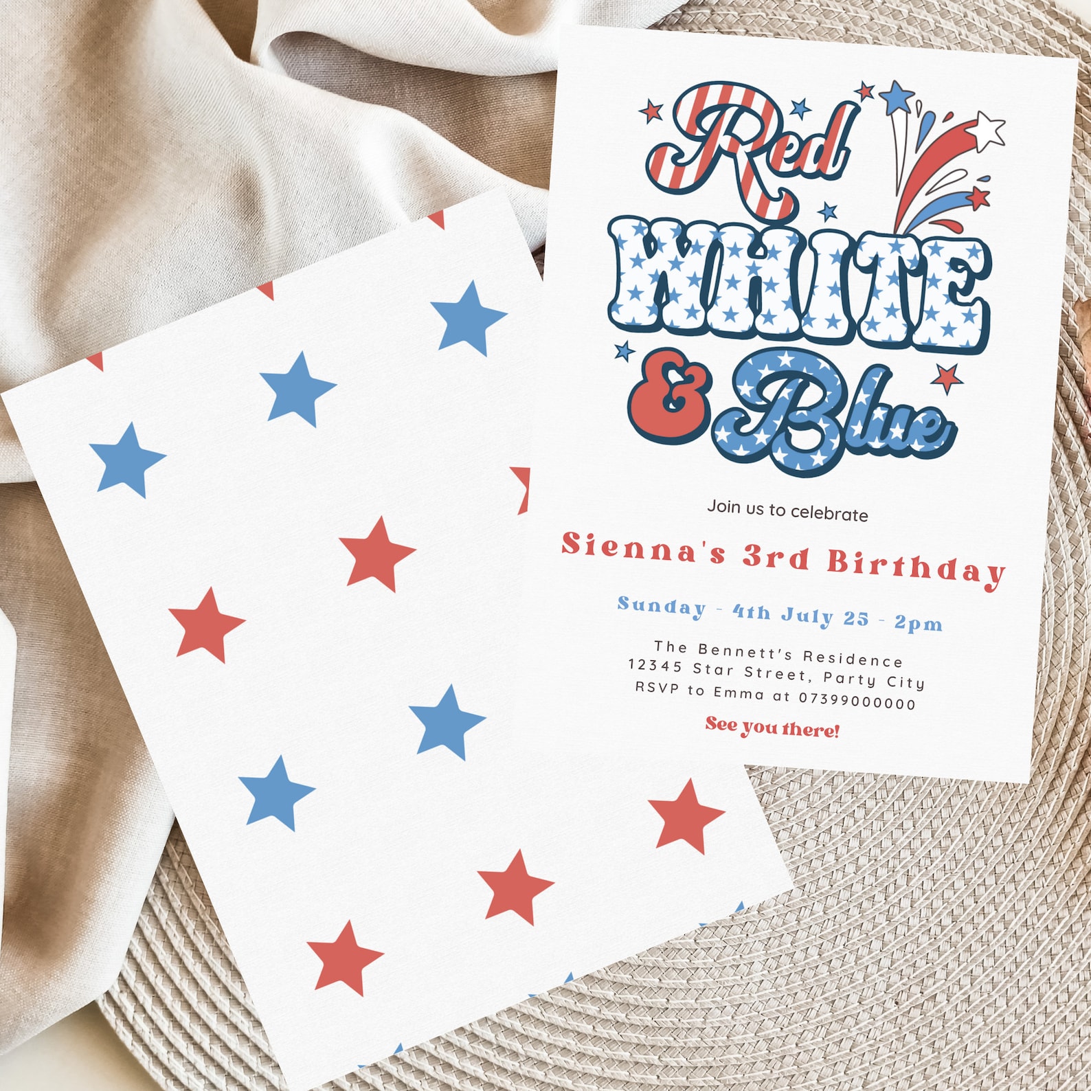 Editable 4th of July Birthday Invitation Template, Retro Fourth of July ...