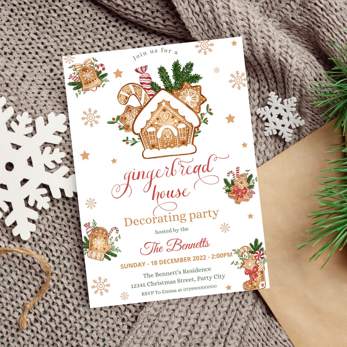 Editable Gingerbread House Decorating Party Invitation - Etsy