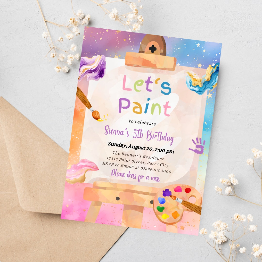 Editable ART PARTY INVITATION, Colorful Art and Craft Party Invite ...