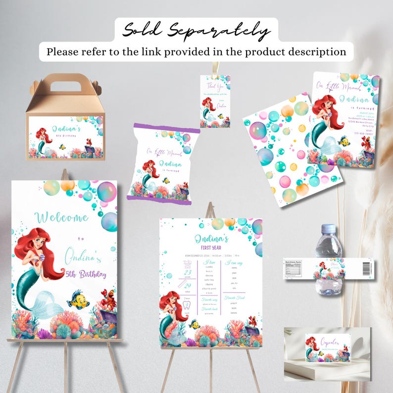 Editable Little Mermaid Custom Sign, Ariel Birthday Decor Template ...