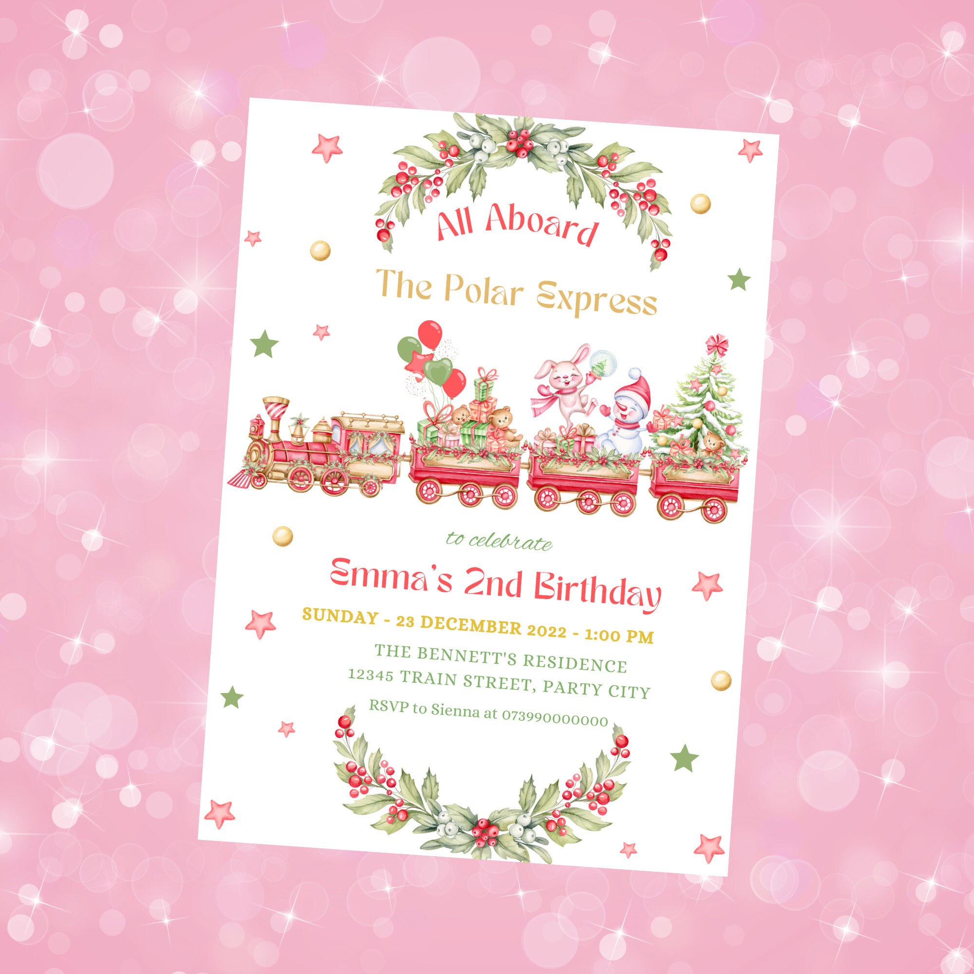 Polar Express Birthday Invitation Editable Pajama Party Christmas Train ...